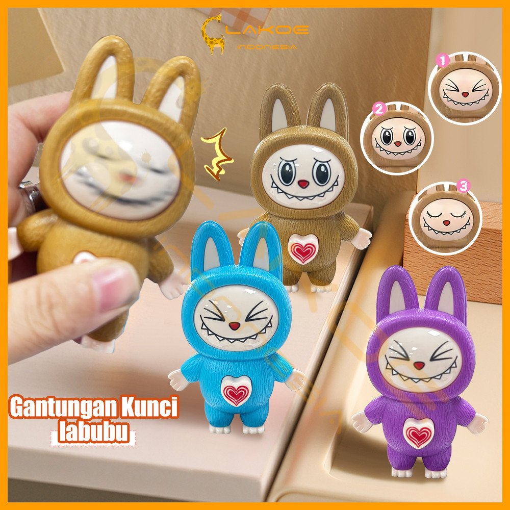 Jual LAKOE Mainan Labubu Keychain Change Face Gantungan Labubu Face ...
