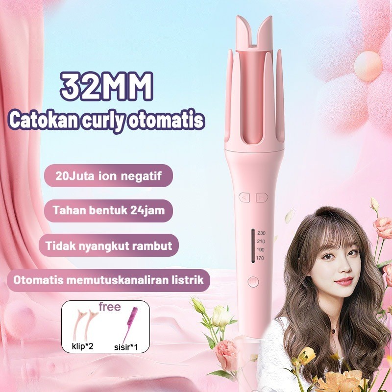 Jual Catokan Keriting Keramik Otomatis Catokan Rambut Curly Libra Hair Styler 32mm Hair Curly ...