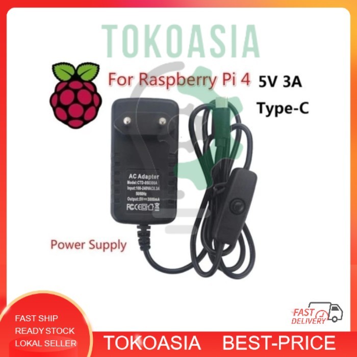 Jual Adaptor 5V 3A USB Type C For Raspberry Pi 4B | Shopee Indonesia