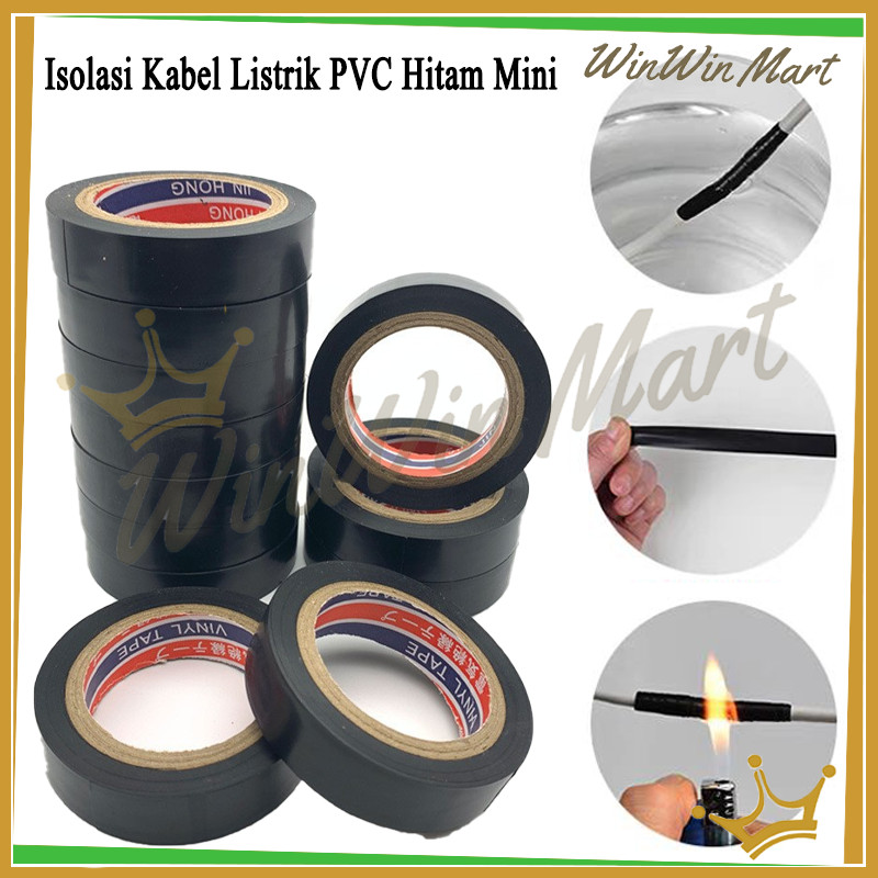 Jual Isolasi Listrik Hitam 5meter Lebar 1.6cm/Isolasi Kabel Listrik PVC ...