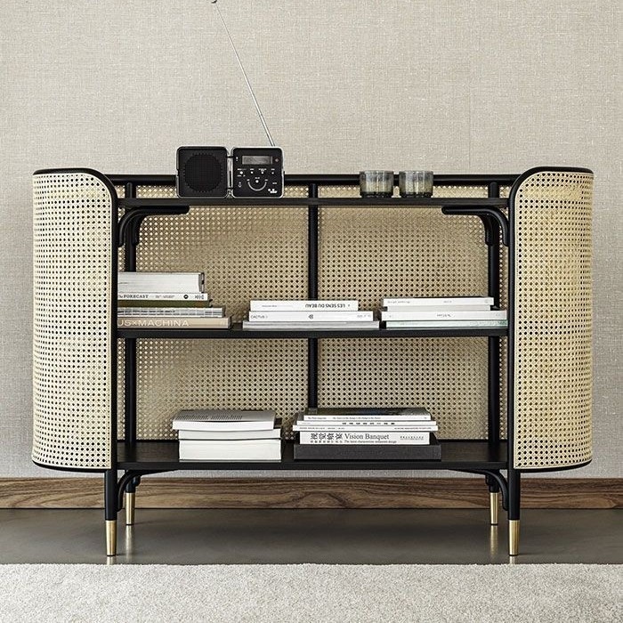 Jual rak buku retro minimalis rotan asli , sideboard rotan , meja rotan ...