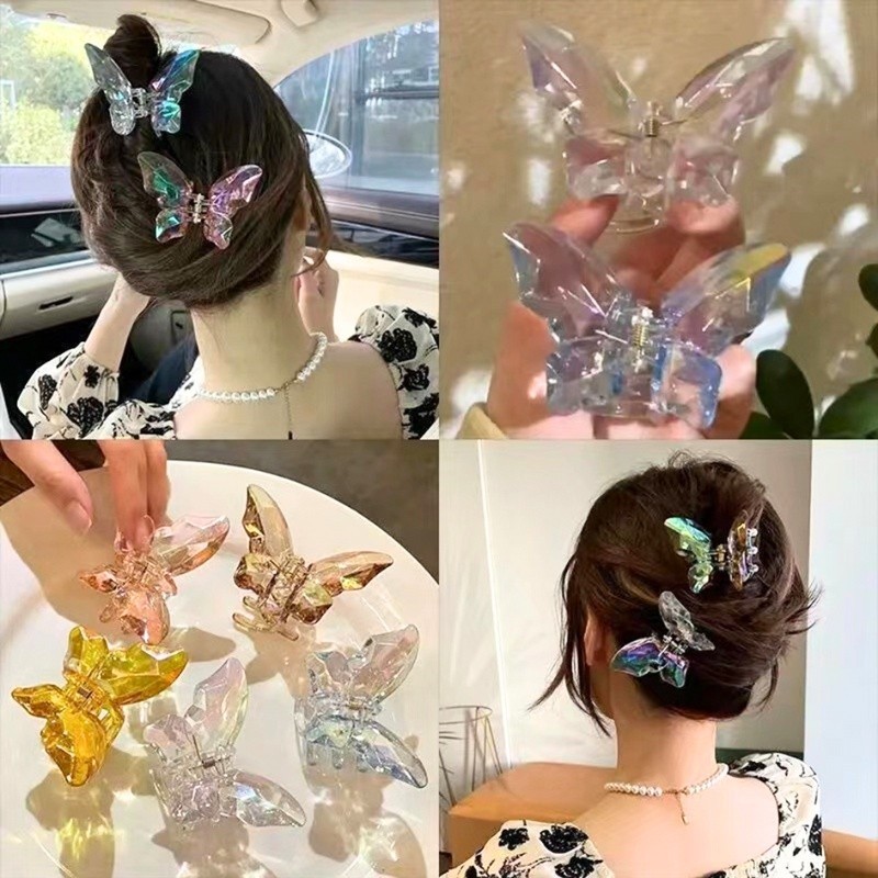 Jual ACC179 Jepit Rambut Kupu Kupu Transparan Jepitan Korea Hiasan ...