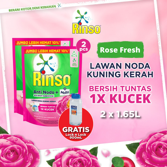 Jual Buy 2 Rinso Molto Detergent Cair Anti Noda Rose Fresh 1.65 L FREE ...