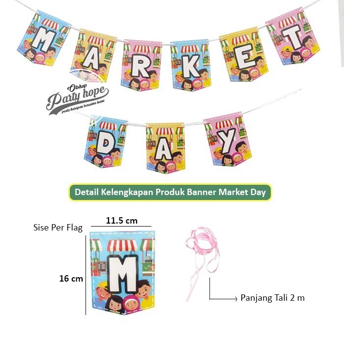 Jual banner market day / bunting flag market day / banner bazar hari ...