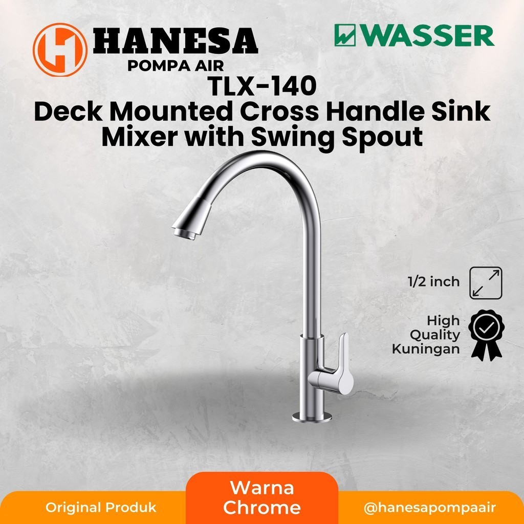 Jual WASSER TLX - 140 (Deck Mounted Cross Handle Sink Mixer W/ Swing ...