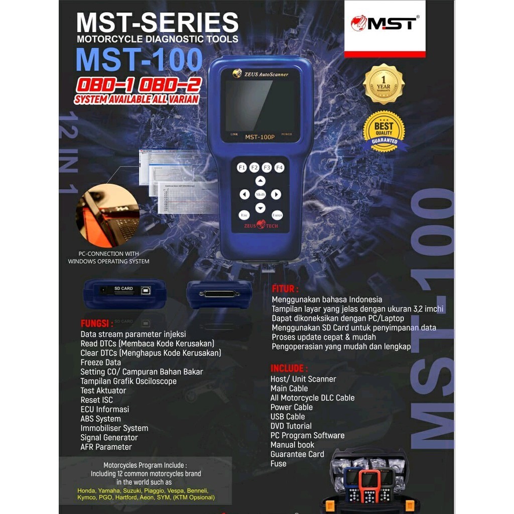 Jual Scanner MST 100 Semua Motor Injeksi MST100 NAVY Scanner Injeksi ...