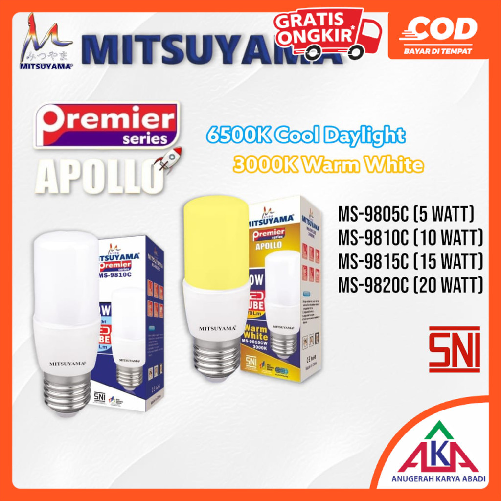Jual MITSUYAMA Bohlam Lampu LED Tube APOLLO Premier Series 5 / 10 / 15 / 20 Watt E27 | Shopee ...