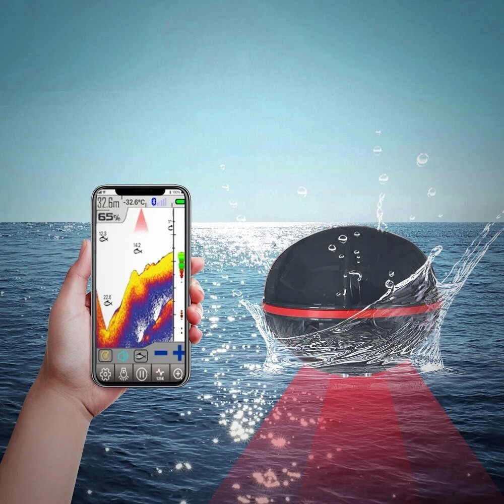 Jual 2023 new smart Wireless Fish Finder Depth Echo Sounder Dual Frequency Sonar Alarm ...