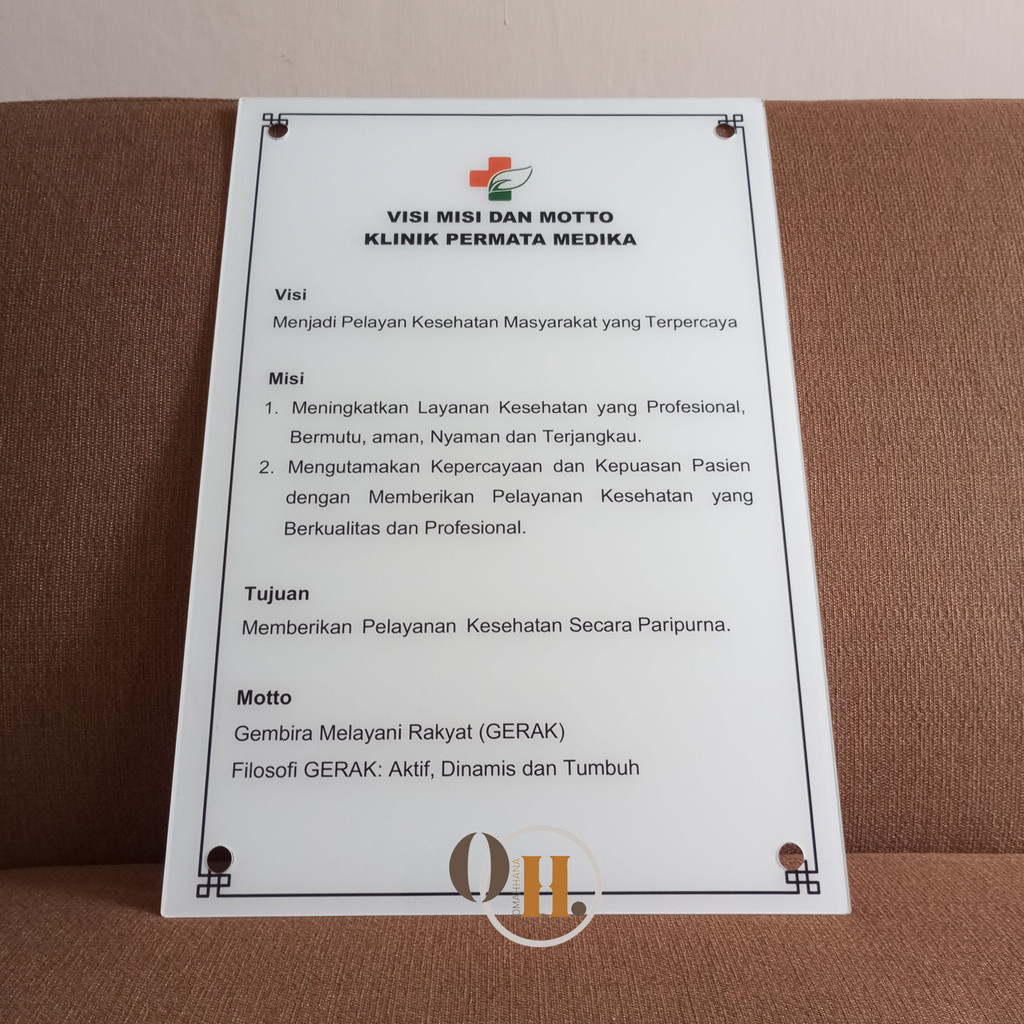 Jual Akrilik visi dan misi custom - Akrilik motto instansi custom ...