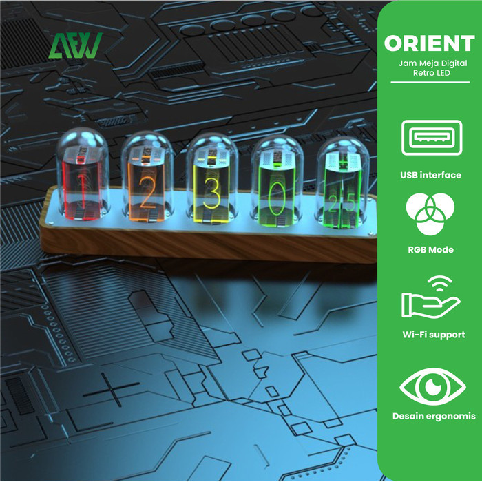 Jual ORIENT Jam Meja Digital Retro LED Clock Minimalist Jam RGB Nixie ...