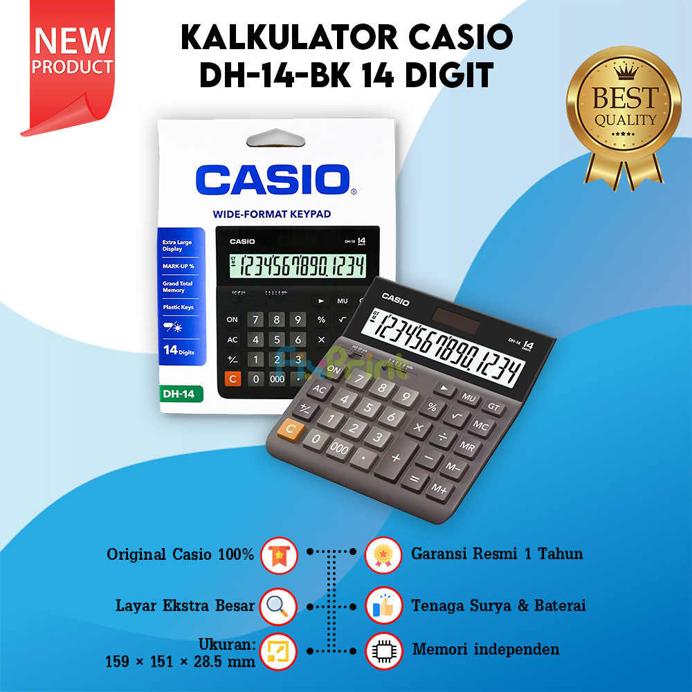 Jual Kalkulator Casio DH-14 BK 14 Digit, Calculator Desktop New Original | Shopee Indonesia
