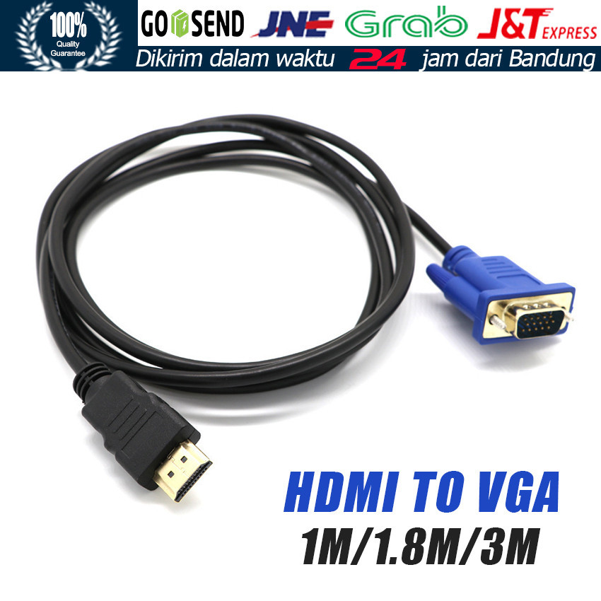 Jual Kabel HMDI to VGA | Converter HDMI To VGA Projector/Laptop/Monitor 1Meter/1.8 Meter/3 Meter ...