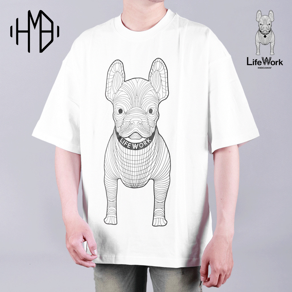 Jual Life Work Korea Black Big Radog Tee White lifework | Shopee Indonesia