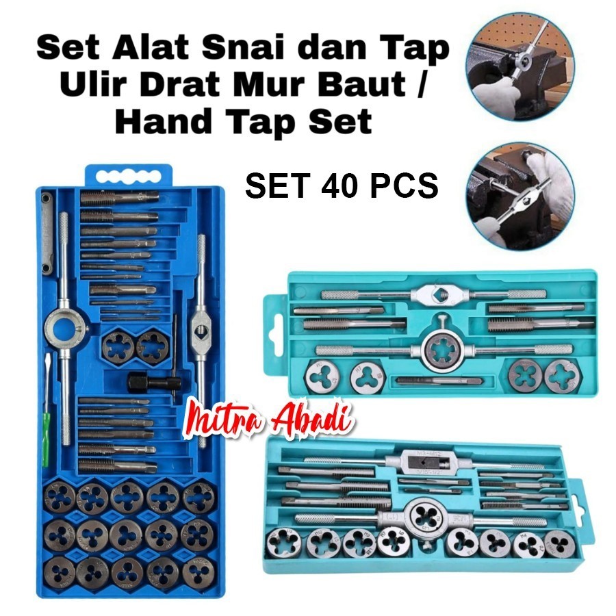 Jual Set Alat Snai dan Tap Ulir Drat Mur Baut / Hand Tap Set 40 PCS ...