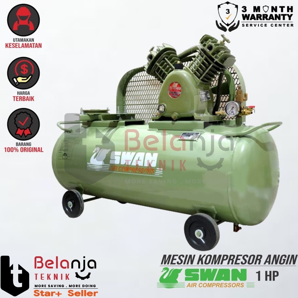 Jual Promo Swan 1 HP UNLOADED AIR COMPRESSOR KOMPRESOR ANGIN KOSONGAN ...