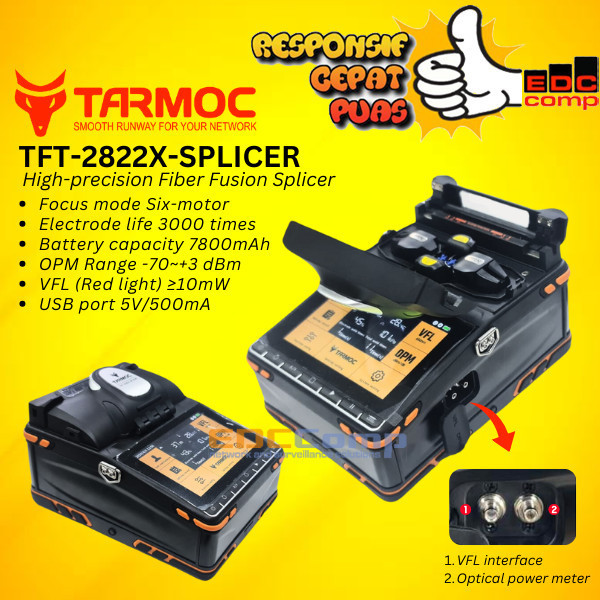 Jual Tarmoc TFT-2822X-SPLICER | 6 Motor Fiber Optic Fusion Splicer Alat ...