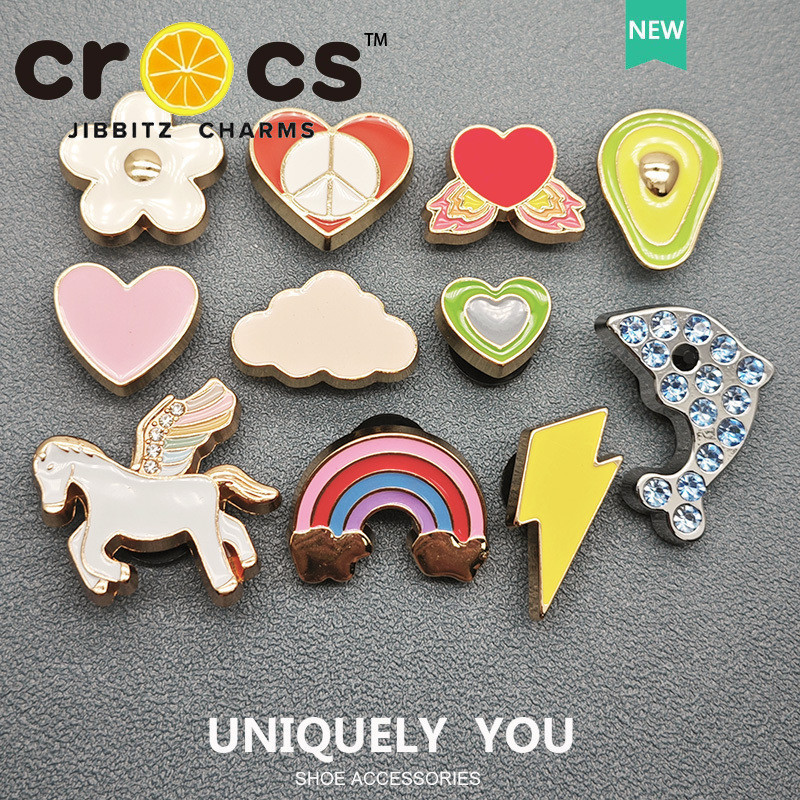 Jual Metal jibbitz crocs charm Shoe Buckle metal Cloud Heart Fashion ...