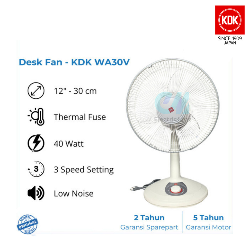 Jual Kipas Meja KDK WA30V Desk Fan 12 inch Kipas Angin Berdiri Pendek ...