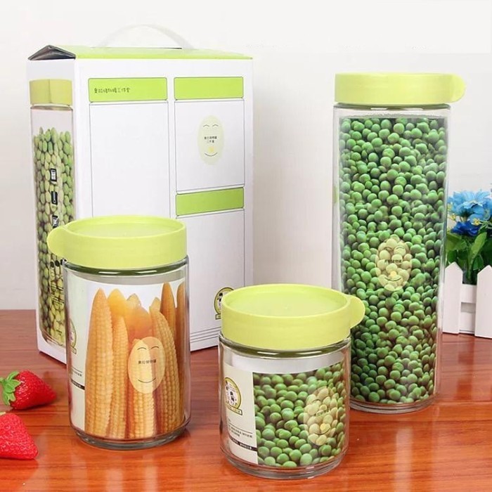 Jual Toples Kaca Set isi 3 Kotak Bening Transparan Tebal Makanan ...