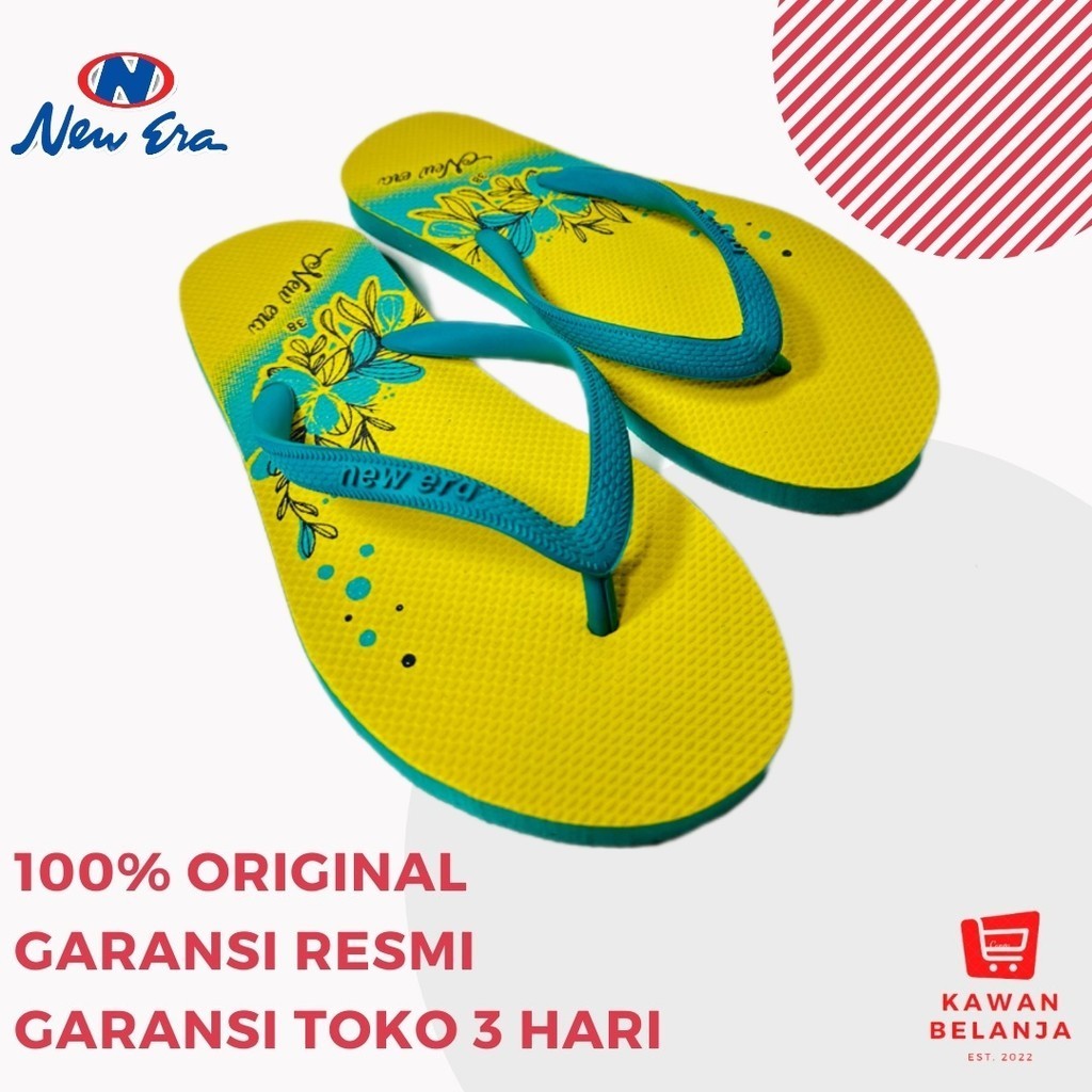 Jual Sandal Jepit Wanita New Era Sakura Floral Bunga Perempuan Hitam ...