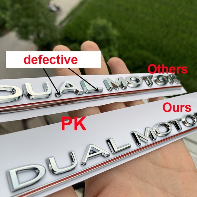 Jual DUAL MOTOR Underlined Letters Emblem for Tesla Model 3 Car Styling ...