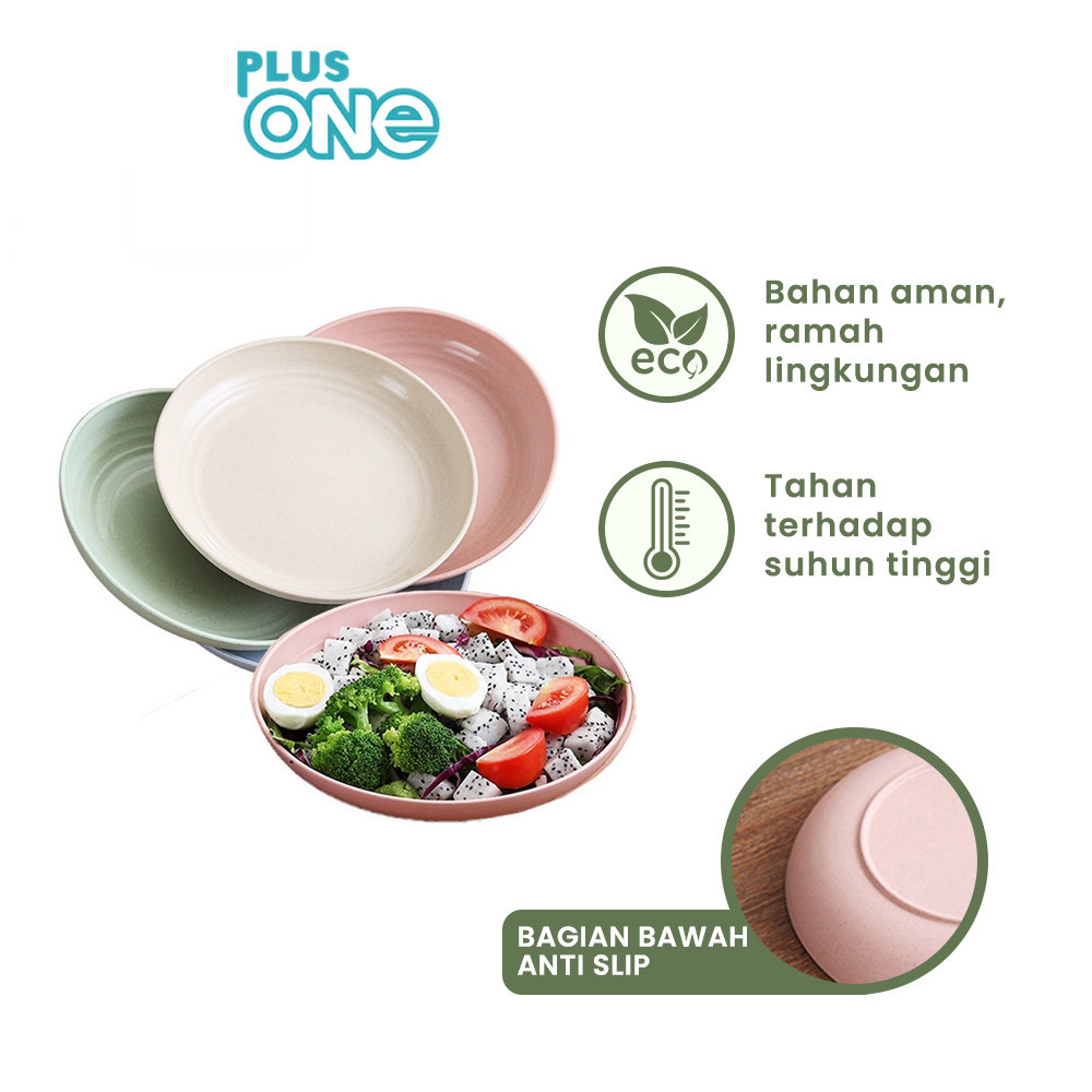 Jual Plus One Set 4 Pcs Dinner Plate Piring Makan Bulat Cantik Bahan ...