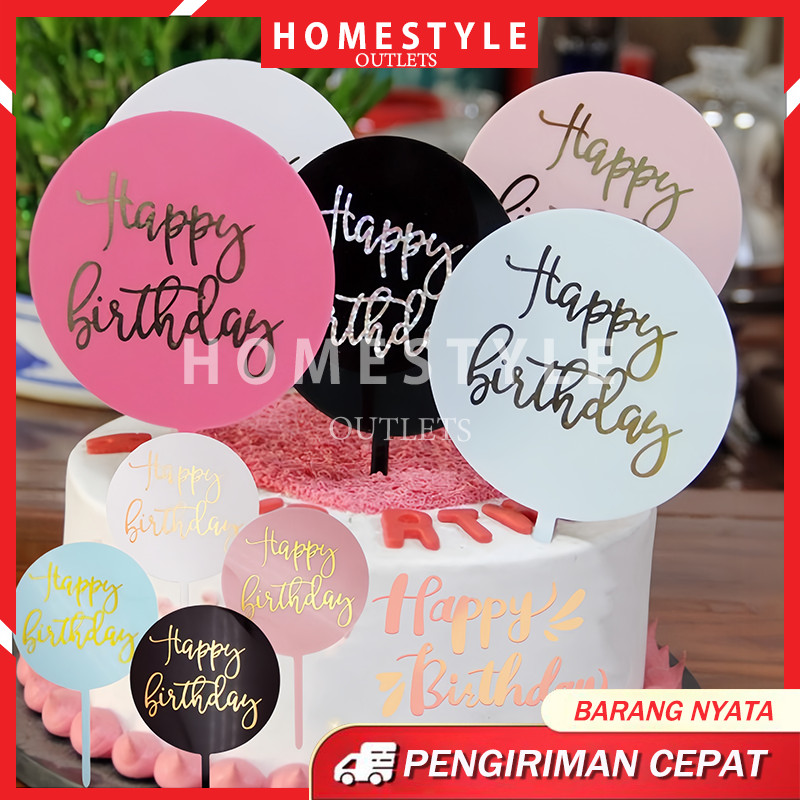 Jual Topper Bulat Mini / Cake Topper Happy Birthday / Hiasan Kue Happy ...