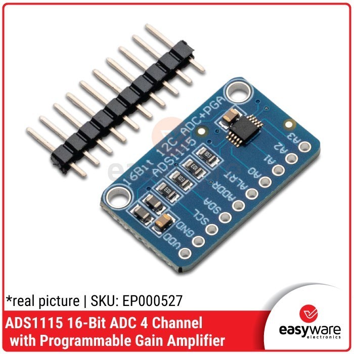 Jual ADS1115 16 BIT I2C ADC 4 CHANNEL ANALOG TO DIGITAL MODULE - Blue ...