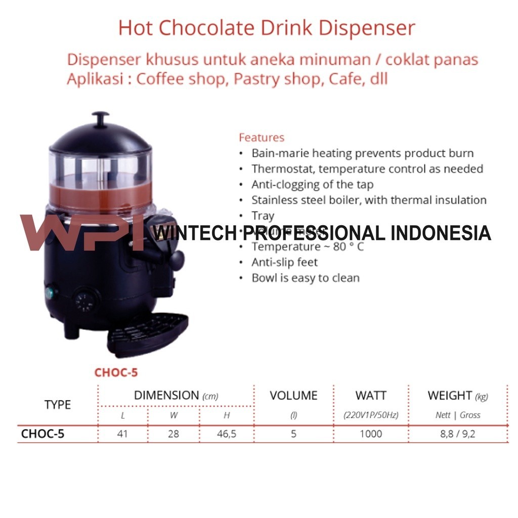 Jual Getra CHOC-5 Hot Chocolate Drink Dispenser / Pemanas Atau ...