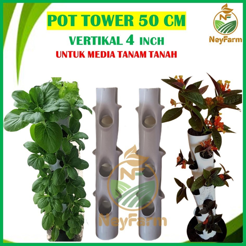 Jual Growing Tower Pot Paralon 4 inch Tower Vertikal Garden 50 Cm ...