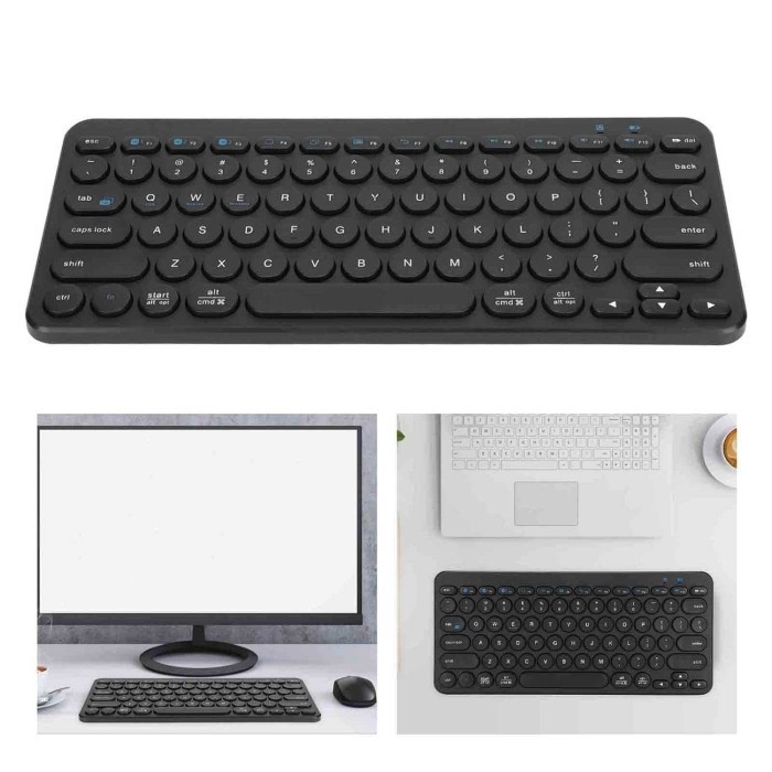 Jual Portable Keyboard Wireless Bluetooth HID Tuts Bulat Multi Device ...
