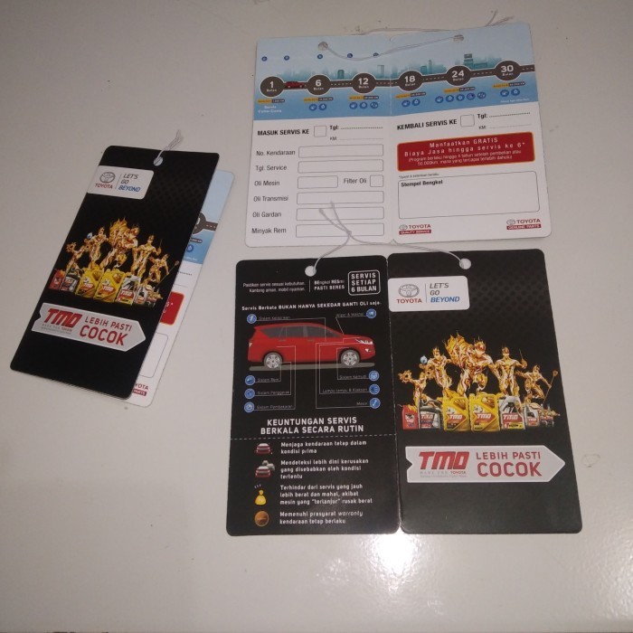 Jual Kartu Oli Kartu Service Kilometer TMO Toyota Tag Oli Label Servis Indikator Pengingat Ganti ...
