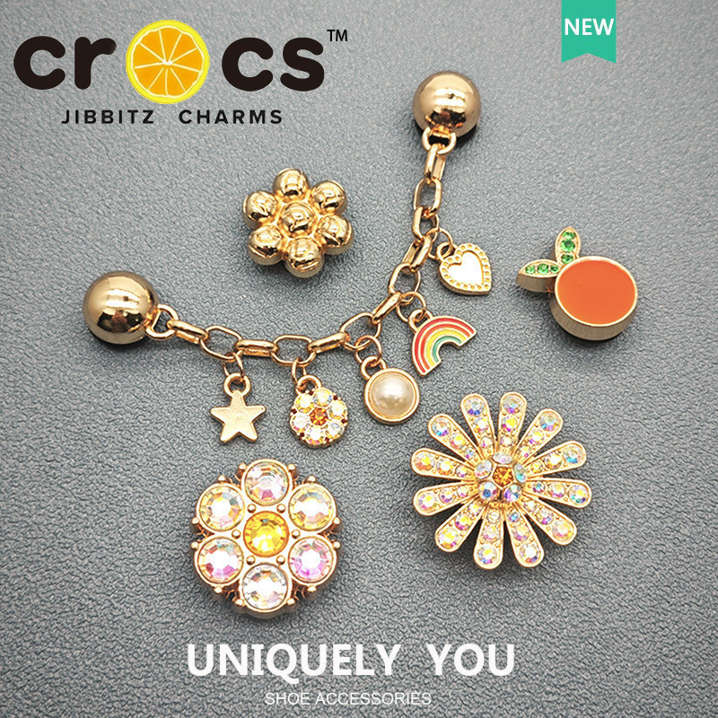 Jual Jibbitz crocs charm Shoes Accessories Metal Rainbow Chain Petal ...