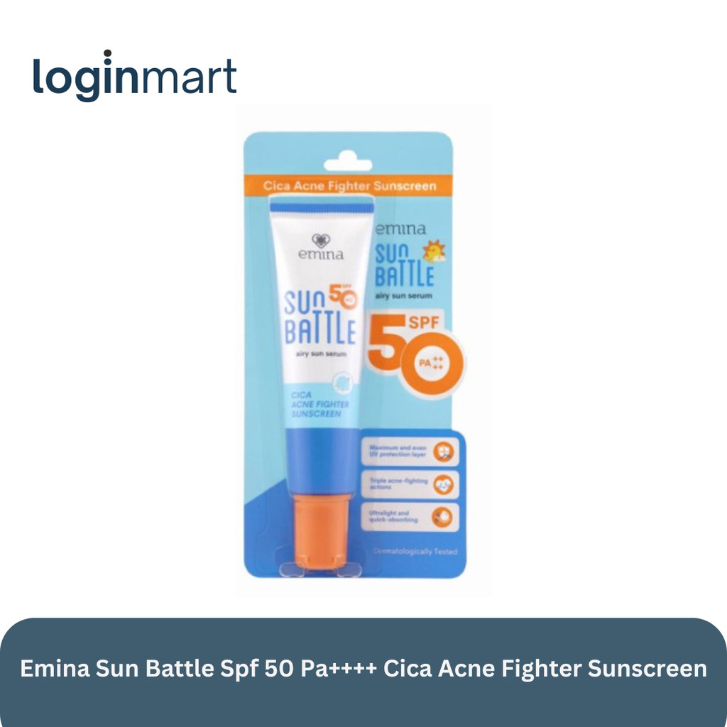 Jual Emina Sun Battle Spf 50 Pa++++ Cica Acne Fighter Sunscreen ...