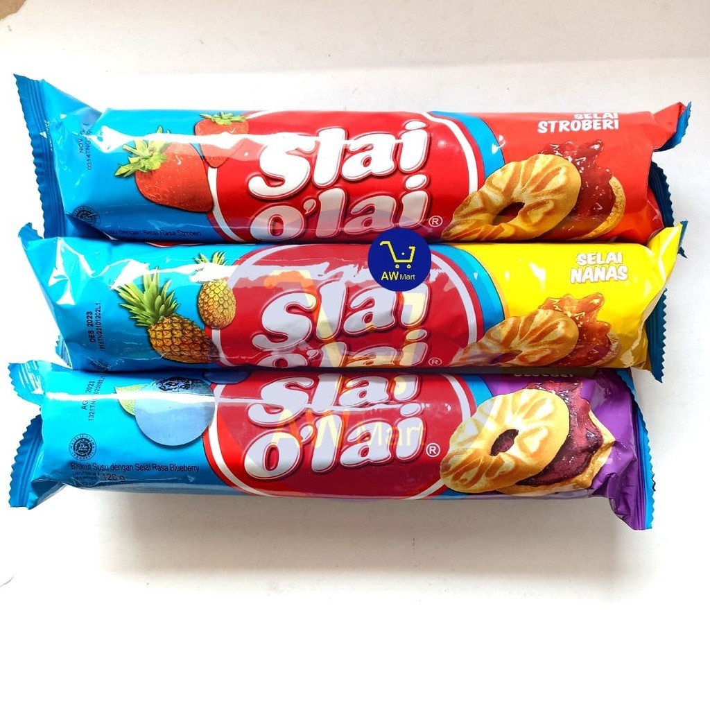 Jual BISKUIT SLAI OLAI 128 GRAM - RASA STROBERI & BLUEBERRY & NANAS ...