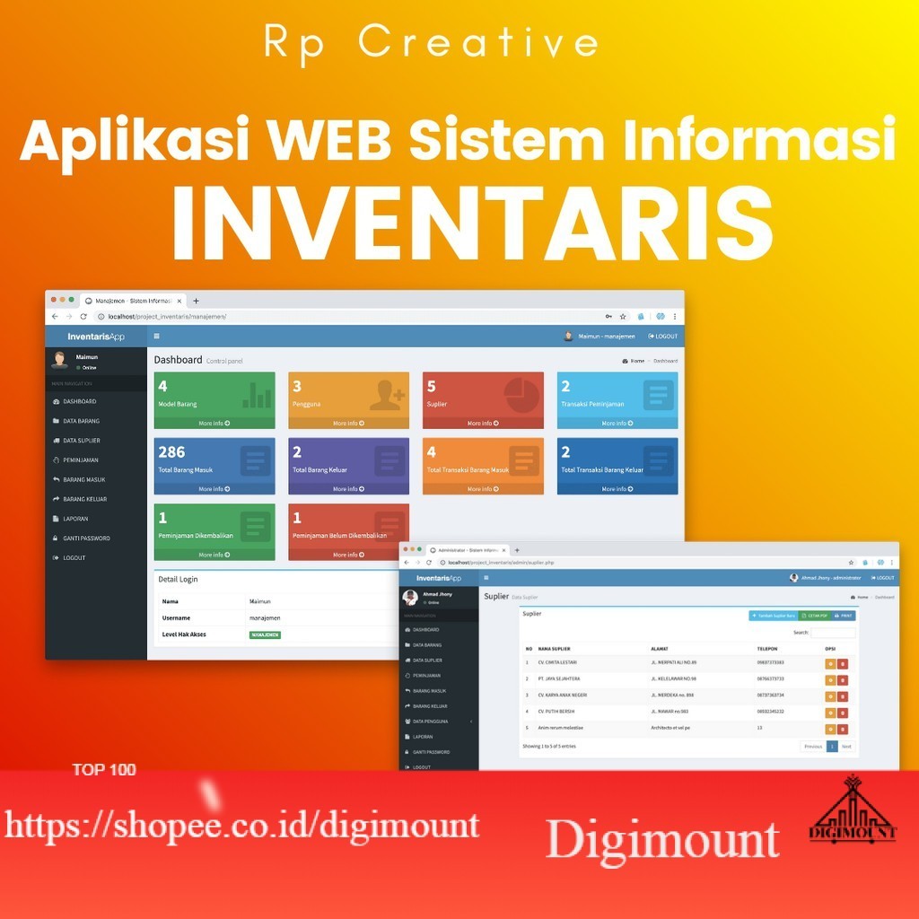 Jual Aplikasi WEB Sistem Informasi Inventaris | Shopee Indonesia