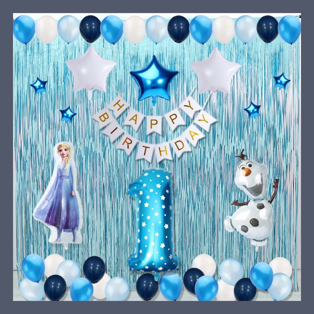 Jual Paket Dekorasi Backdrop Ulang Tahun Tema Frozen / Elsa Olaf ...
