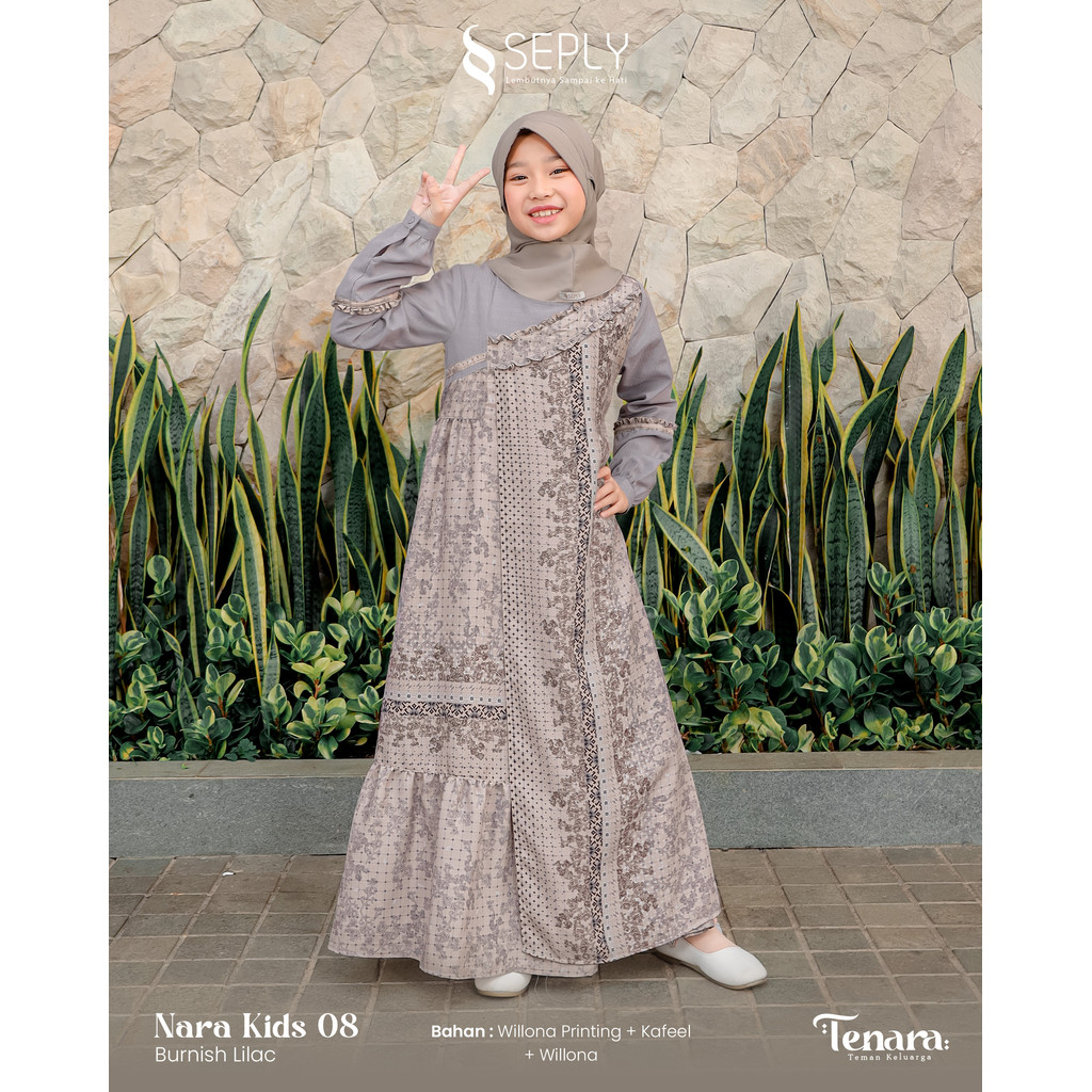 Jual Sarimbit Tenara Terbaru Gamis Anak Printing Nara Kids 08 Dress ...