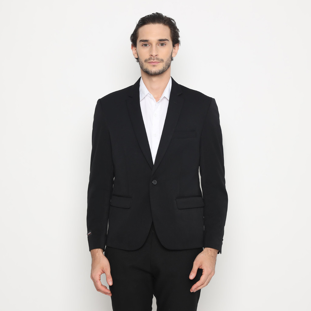 Jual Pakaian Pria Jas Formal Slim Fit Kancing 1&2 Hitam Polos (961 ...