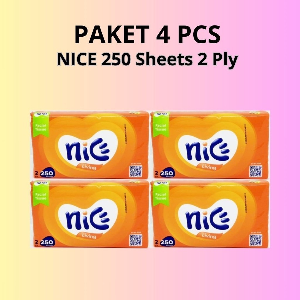 Jual (Paket 4 Pcs) Tissue Nice 250 Sheets 2 Ply Facial Tisue Tisu Wajah ...