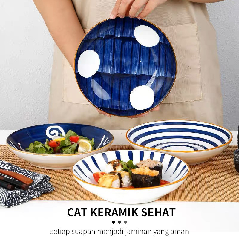 Jual HHS Piring Keramik Vintage Jepang Modern Bulat Piring / Piring ...