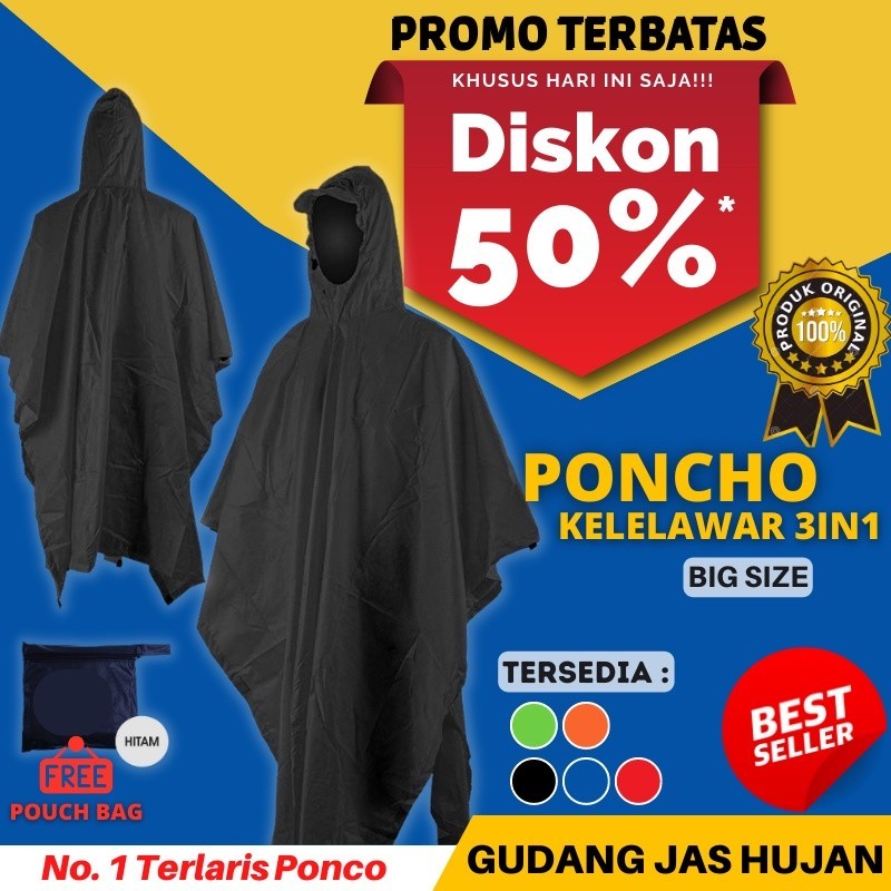 Jual Jas Hujan Rain Coat Ponco 3 in 1 Multifungsi Ultralight | Shopee ...