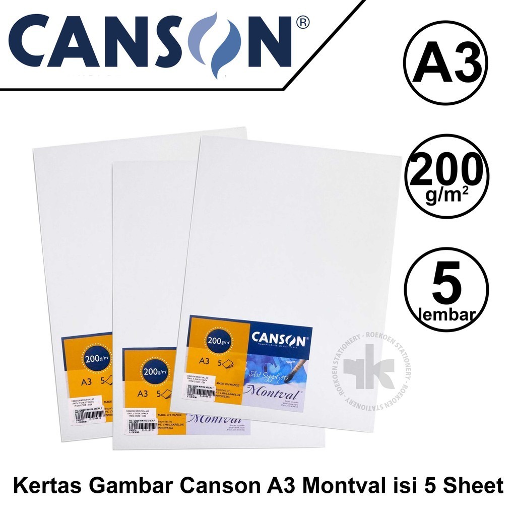 Jual Canson Montval Kertas Gambar A3 Watercolour 200gsm (5 Sheets) C04 | Shopee Indonesia