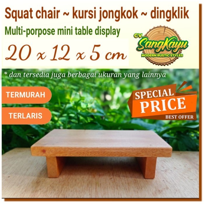 Jual Kursi jongkok kayu dingklik 20x12x5 cm meja kecil rak kayu rak ...
