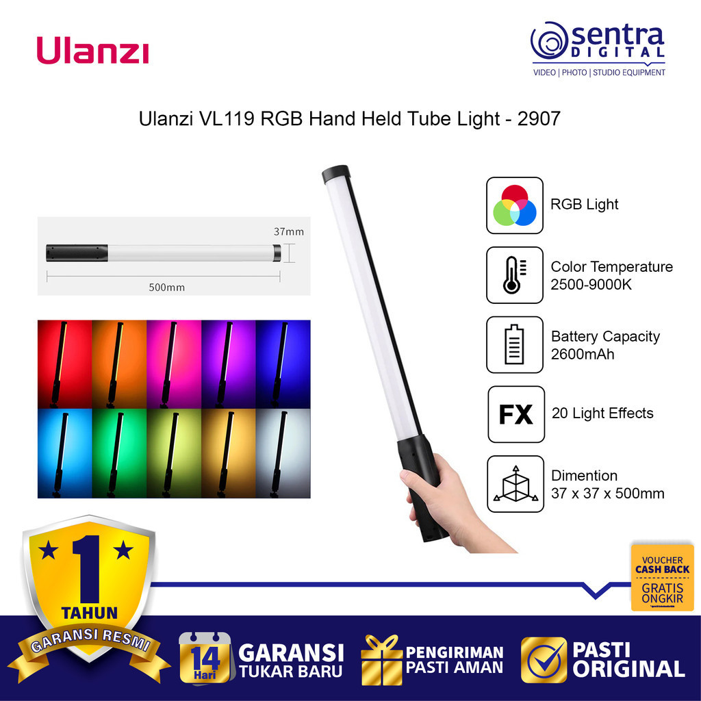 Jual Ulanzi VL119 RGB Hand Held LED Tube Light ( 2907 ) 50cm | Shopee ...