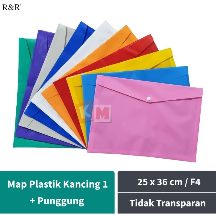 Jual Map Plastik Kancing 1 + Punggung F4 Folio R&R Warna Solid | Shopee ...