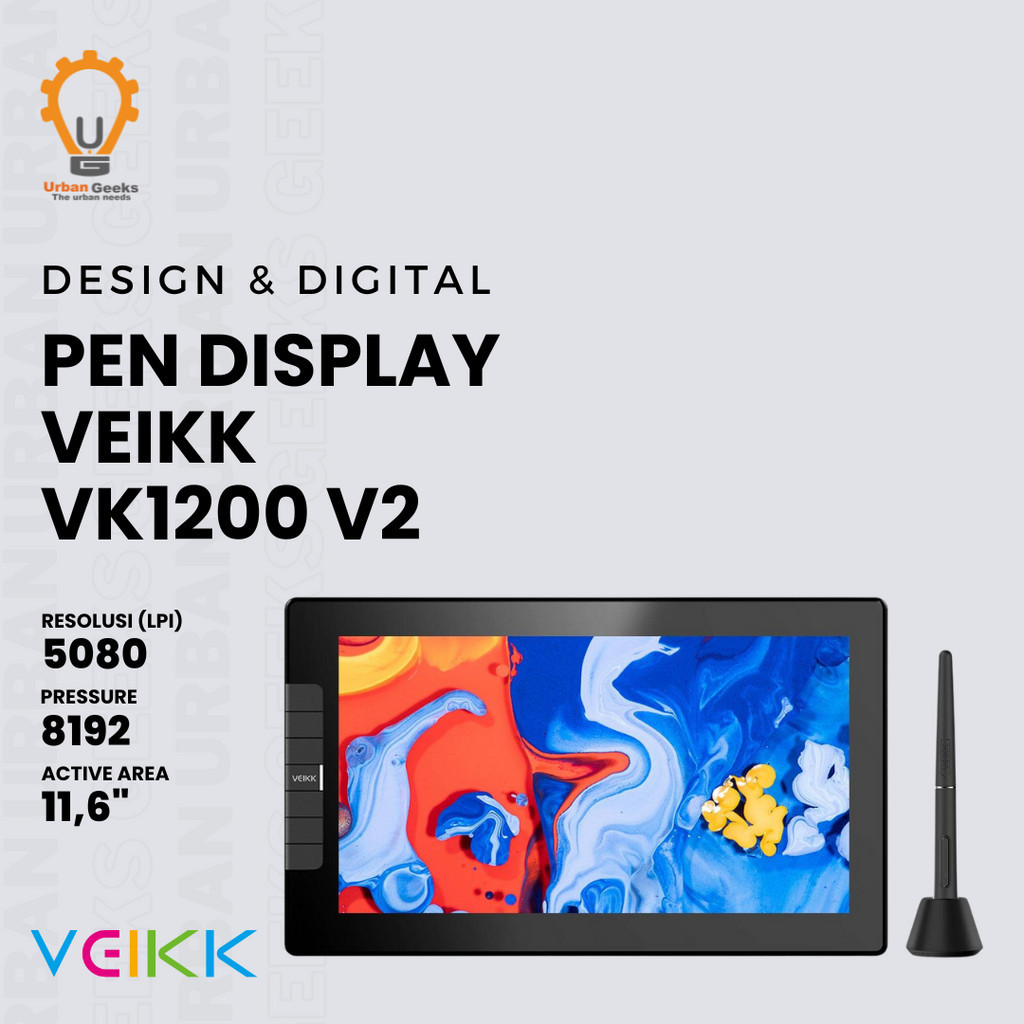 Jual VEIKK VK1200 V2 Digital Display Drawing Design Tablet Alt VK1060 ...
