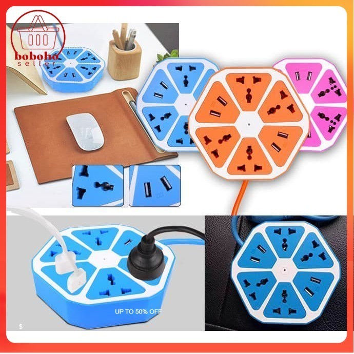 Jual Kabel Olor SOKET 4 USB Mutifungsi Hexagon Colokan Colok Stop ...