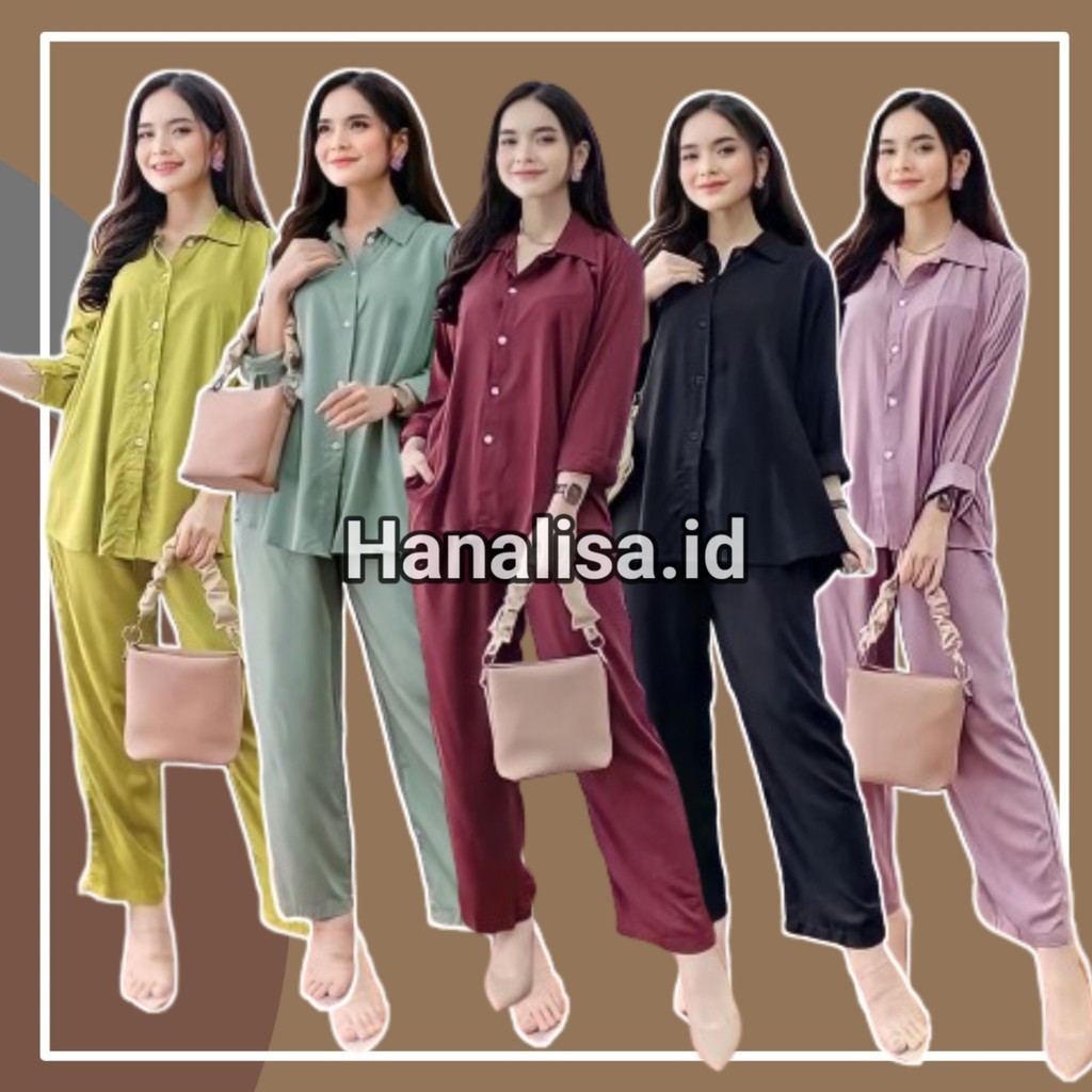 Jual One Set Piyama Setelan Rayon Polos Pajamas Viscose Motif Terbaru Wanita Dewasa Lengan ...