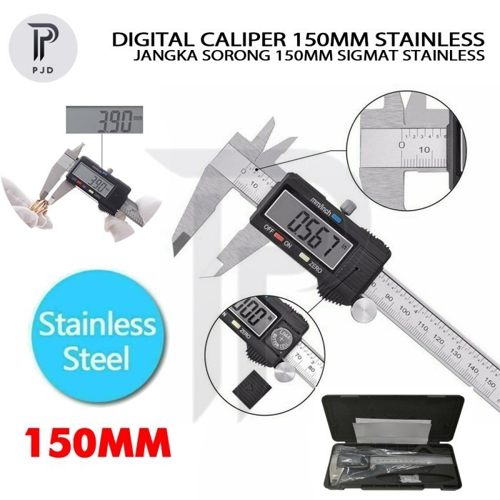 Jual Jangka Sorong Sigmat Digital Vernier Caliper / Kaliper 150mm Stainless | Shopee Indonesia